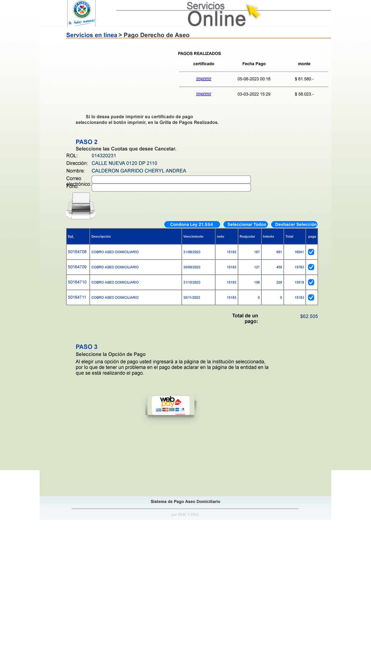 Httpspago.smc - Hjjjbb - Servicios en línea > Pago Derecho de Aseo ...