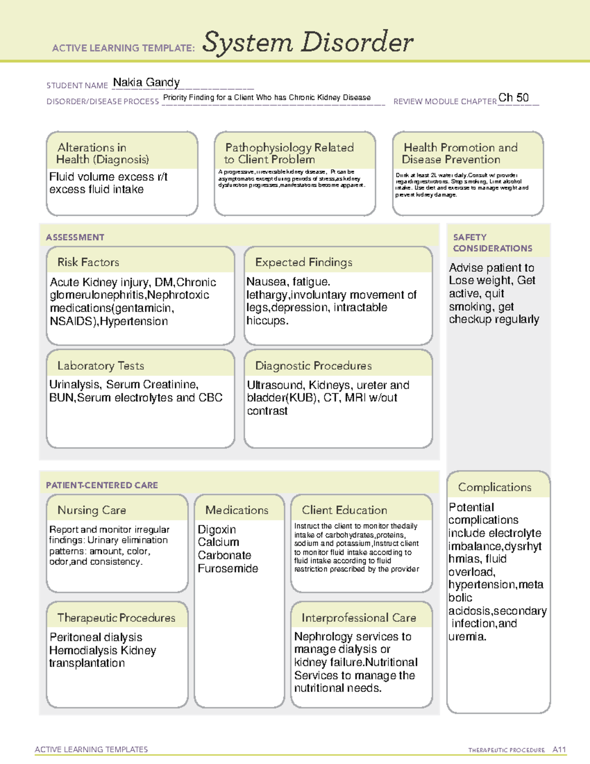 Active Learning Template sys Dis B2 Potential For Alterations in Body ...