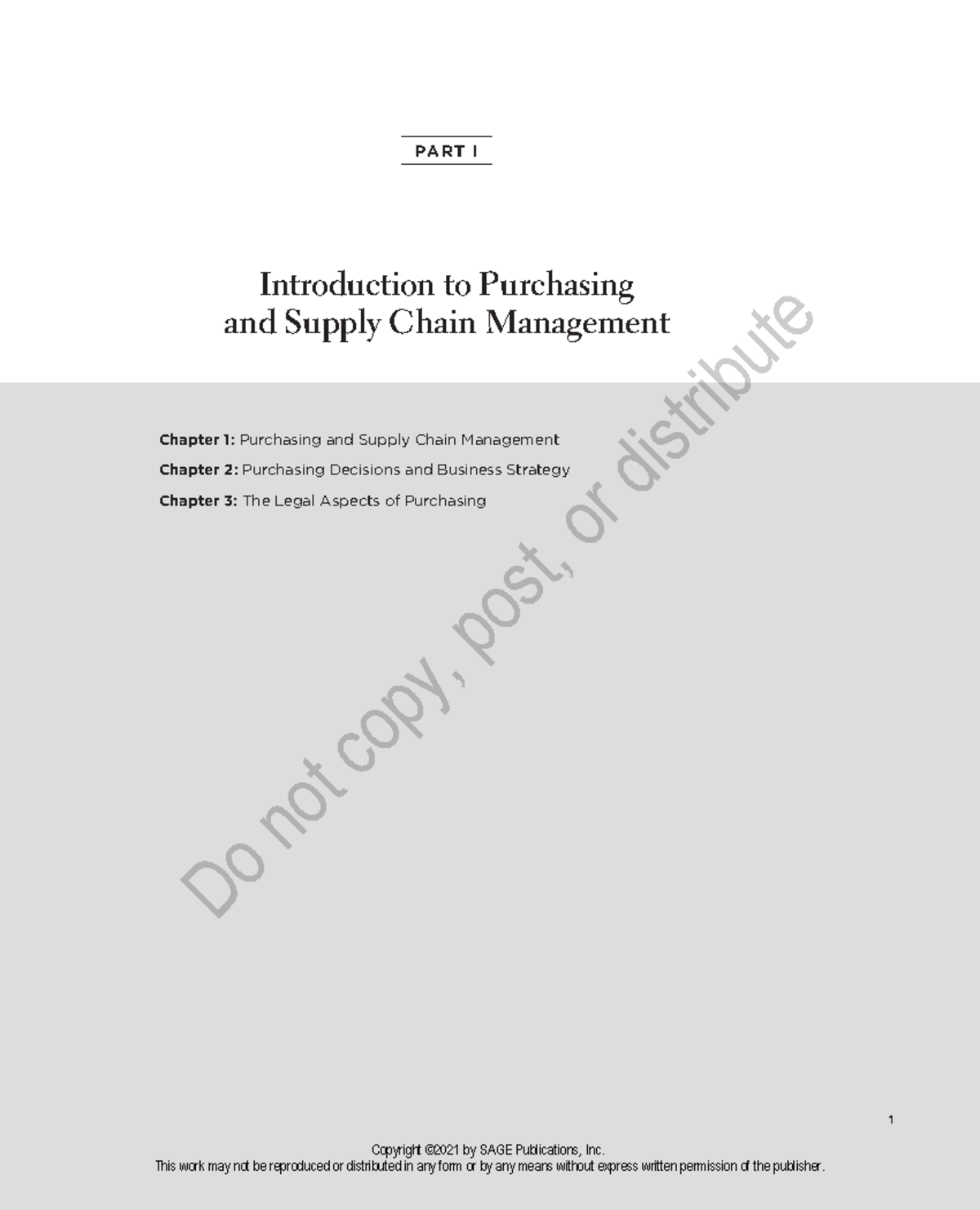 Intro. Procurement AND Supply MGT - 1 PART I Introduction to Purchasing ...