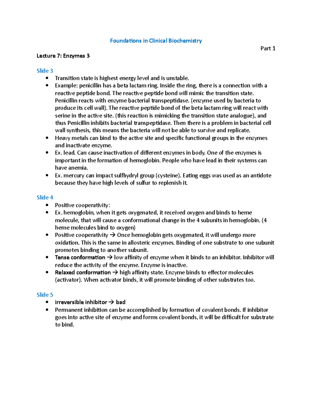 Foundations in Clinical Biochemistry - lecture 7, part 1 - Foundations ...