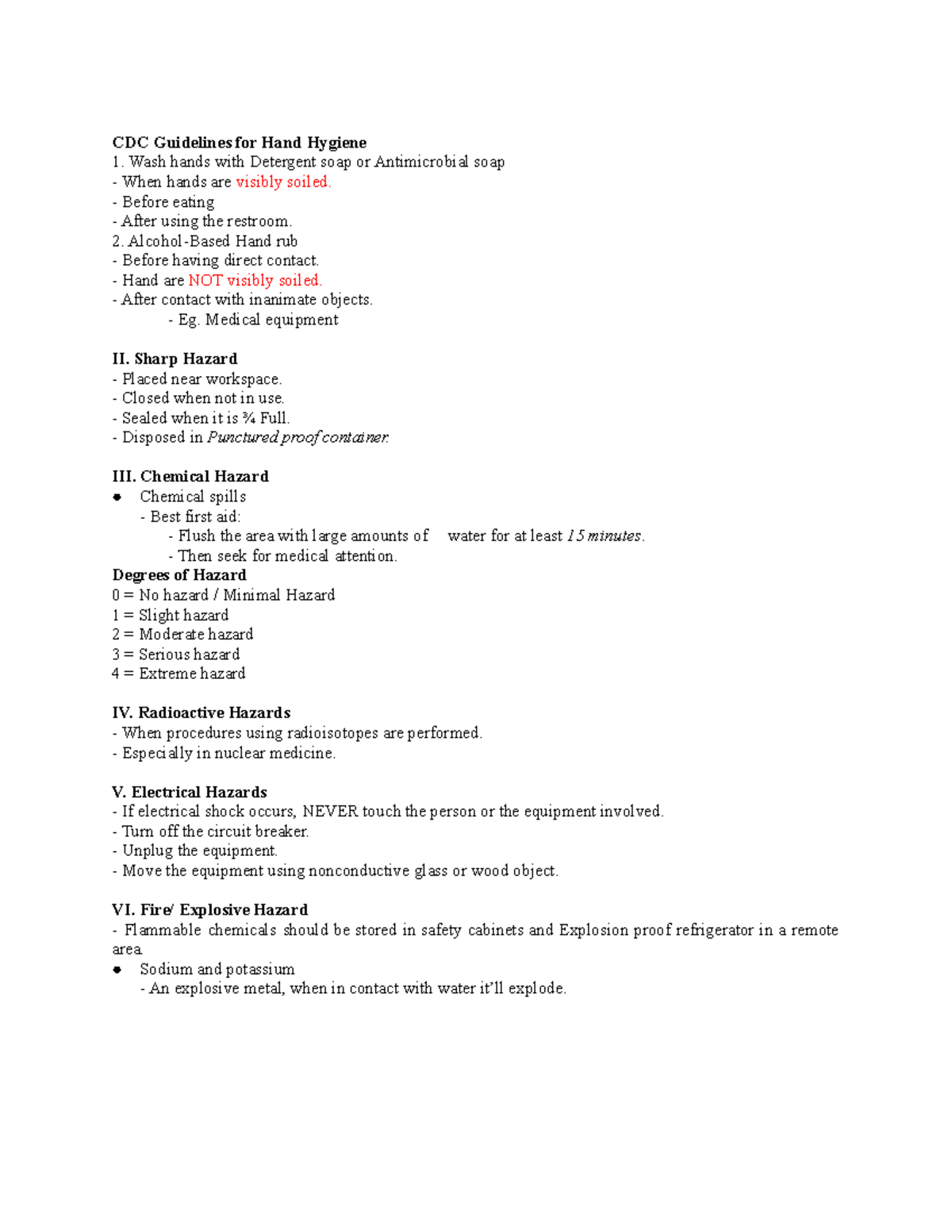 Different Hazards in the Laboratory - CDC Guidelines for Hand Hygiene ...