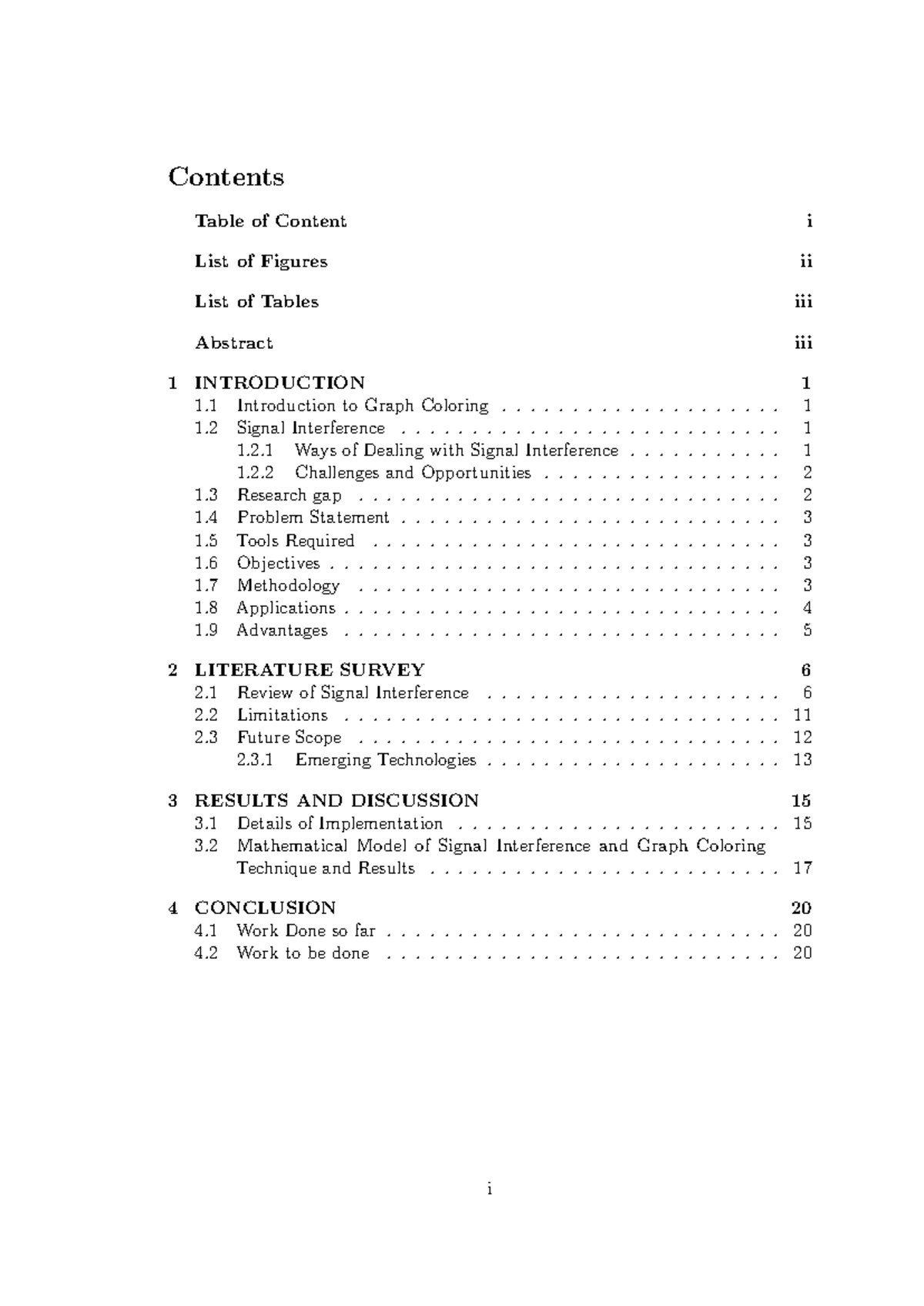 Final Year Proj ec t Synopsis - Contents Table of Content i List of ...