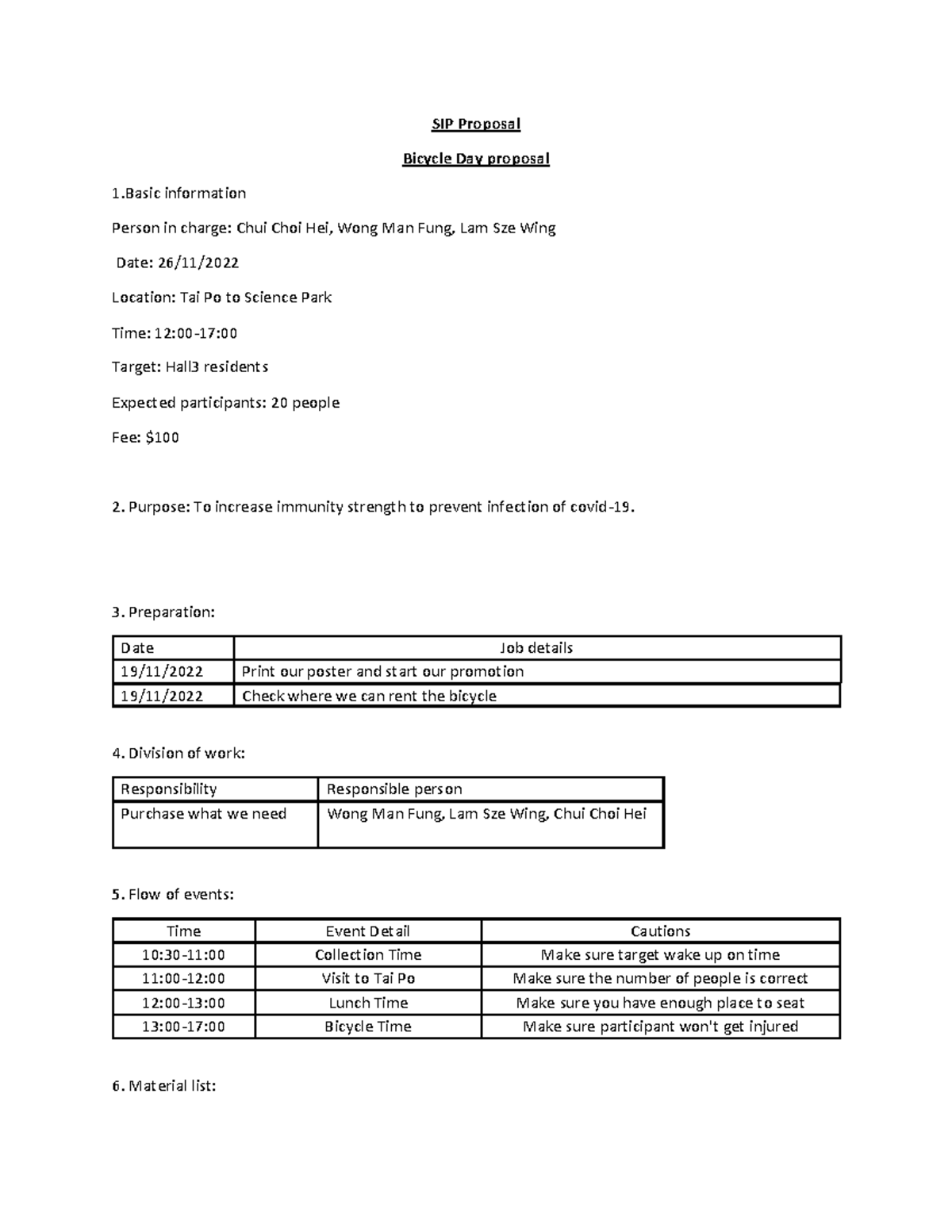 SIP Proposal(Bicycle Day Event) - SIP Proposal Bicycle Day proposal 1 ...