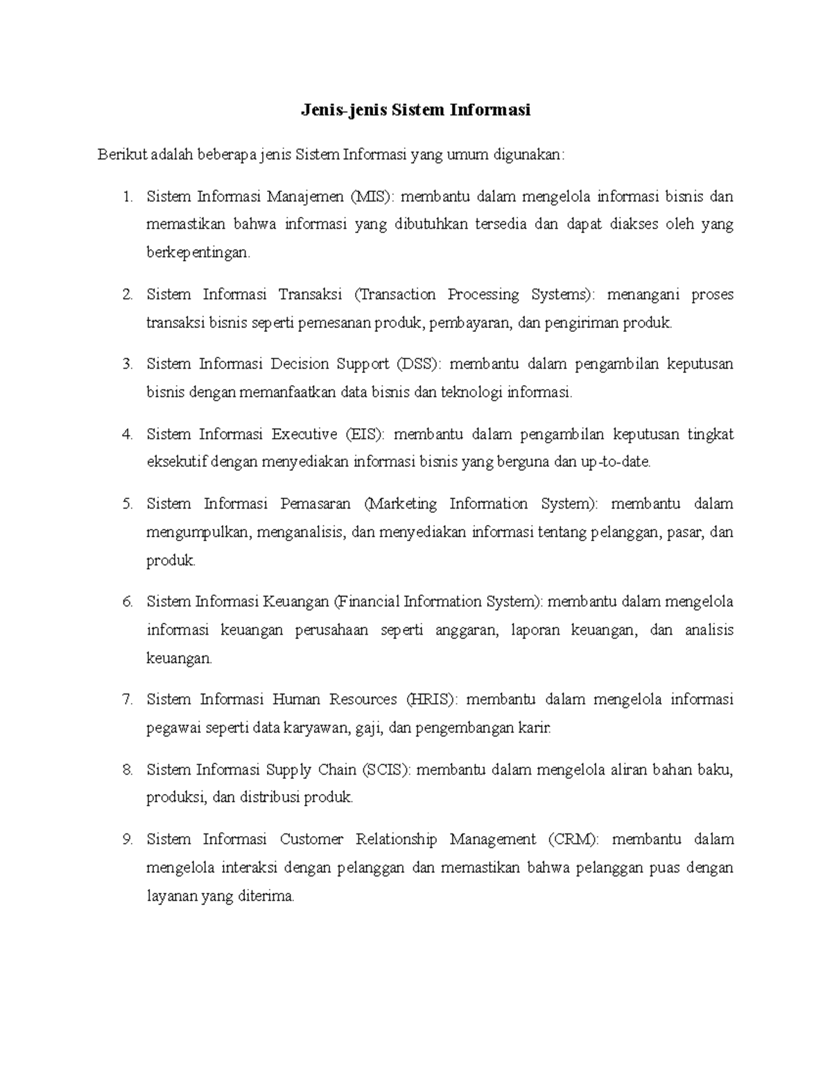 Jenis - jenis sistem informasi - Jenis-jenis Sistem Informasi Berikut ...