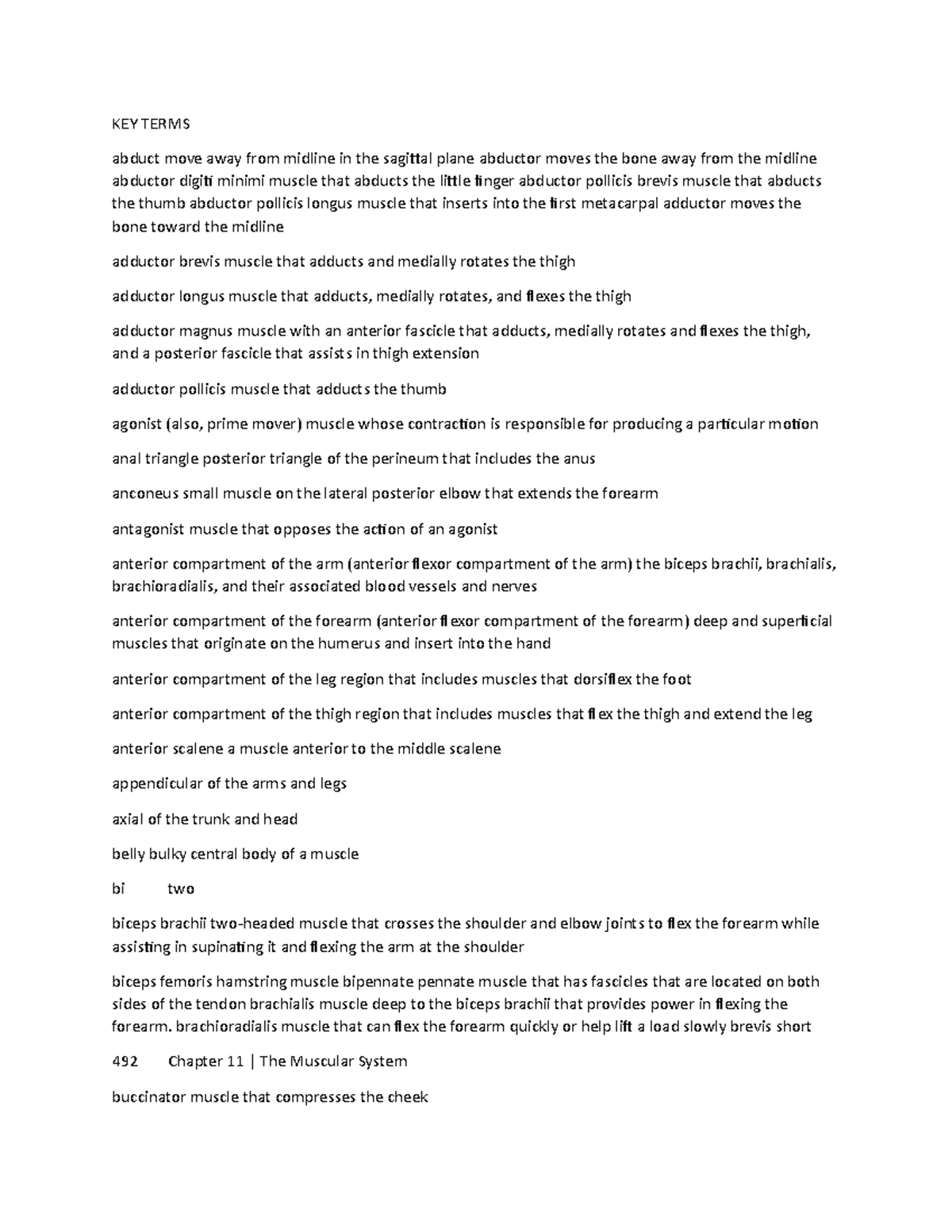 Anatomy and physiology notes - KEY TERMS abduct move away from midline ...