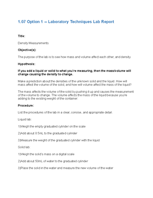 02 01 properties of water lab report - Properties of Water Lab Report ...