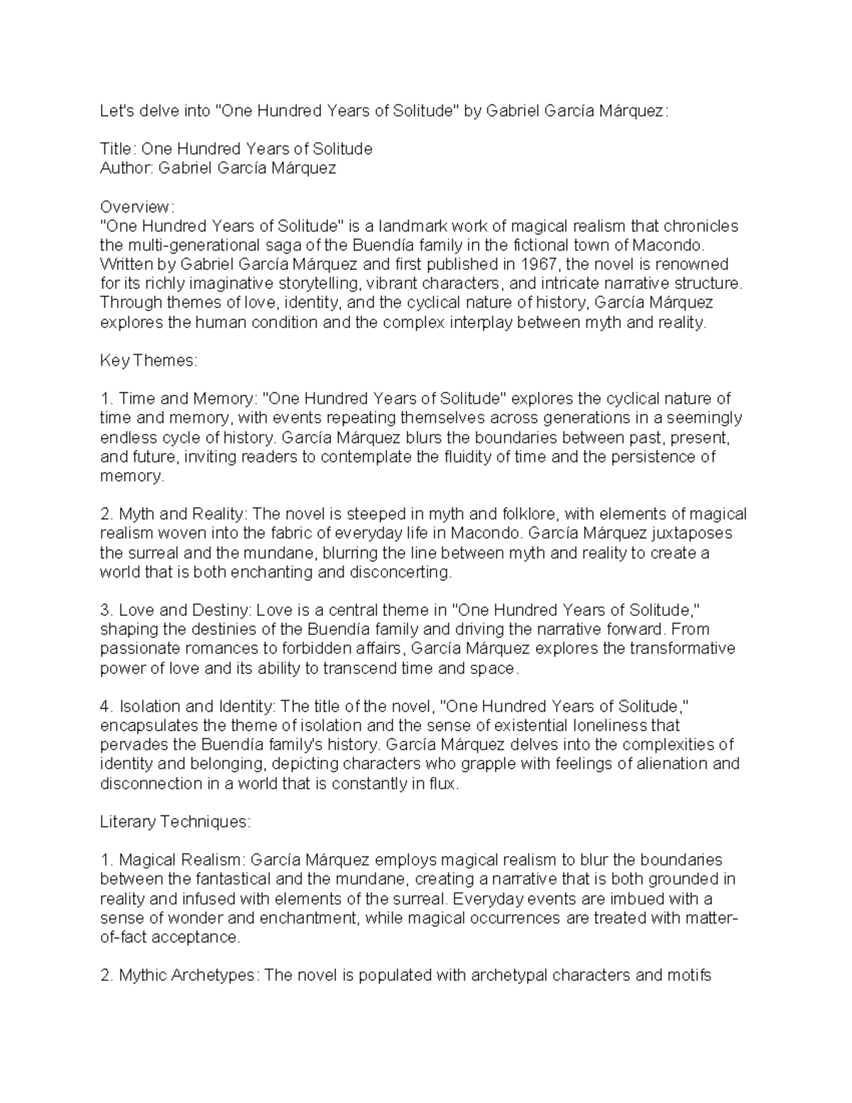 One hundred years of solitude - Let's delve into "One Hundred Years of ...