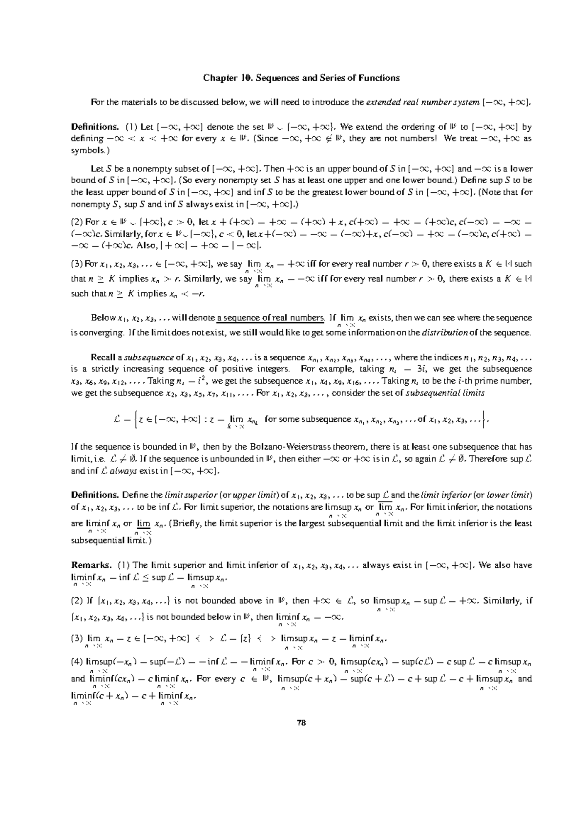 301 Lect Nt - Dr. Kin-Yin LI - Chapter 10. Sequences and Series of Functions For the materials ...