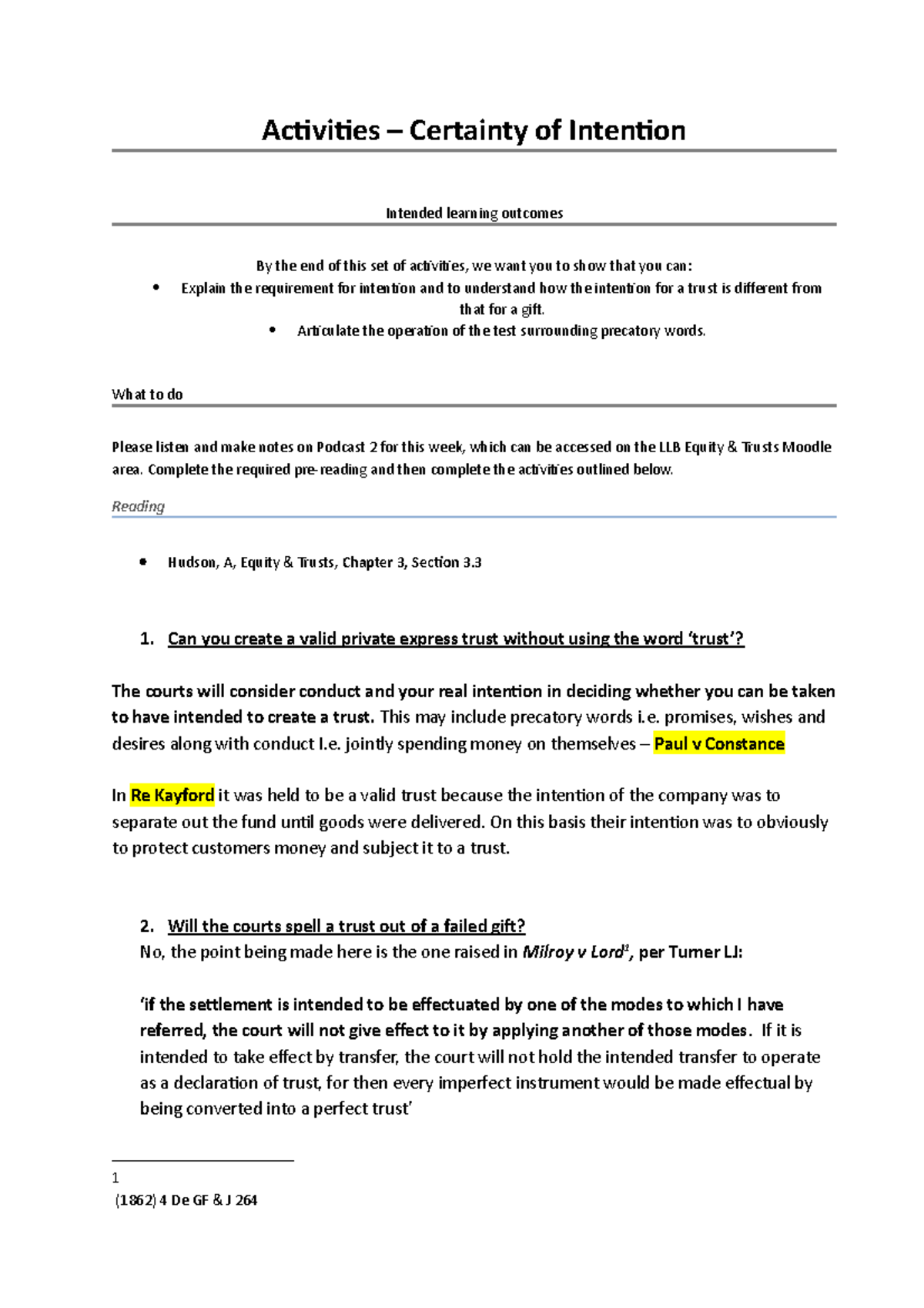 Certainty of Intention Questions - 456Z0016 - MMU - Studocu