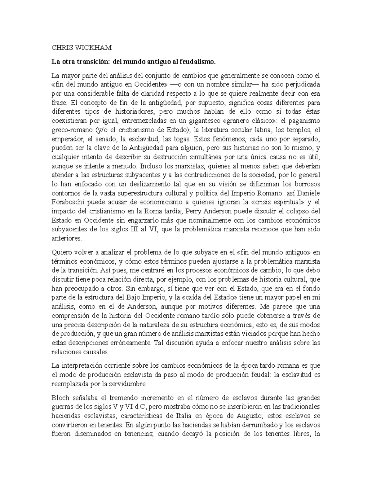 Chris Wickham - Resumen The Inheritance of Rome - CHRIS WICKHAM La otra ...