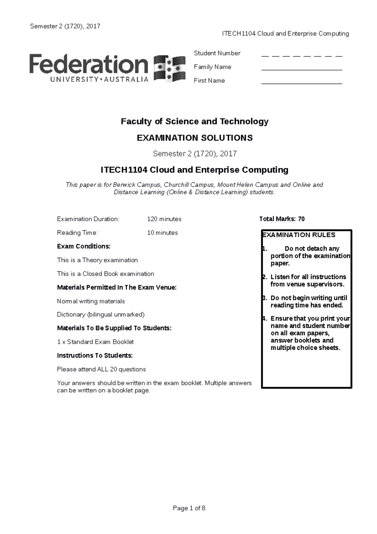 1720 - Itech 1104 - Cloud and Enterprise Computing Solutions - ITECH1104 Cloud and Enterprise ...