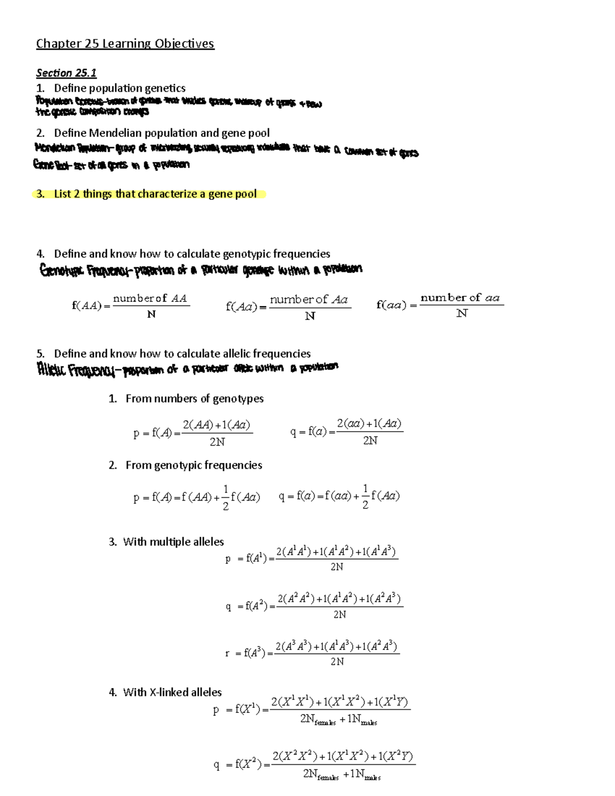 Ch 25 Learning Objectives - Chapter 25 Learning Objec3ves Sec$on 25. Define popula3on gene3cs ...