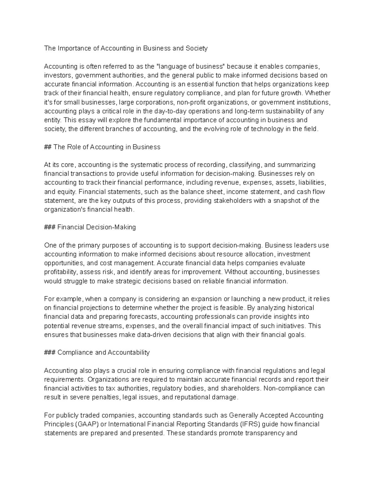 The Importance of Accounting in Business and Society - Accounting is an ...