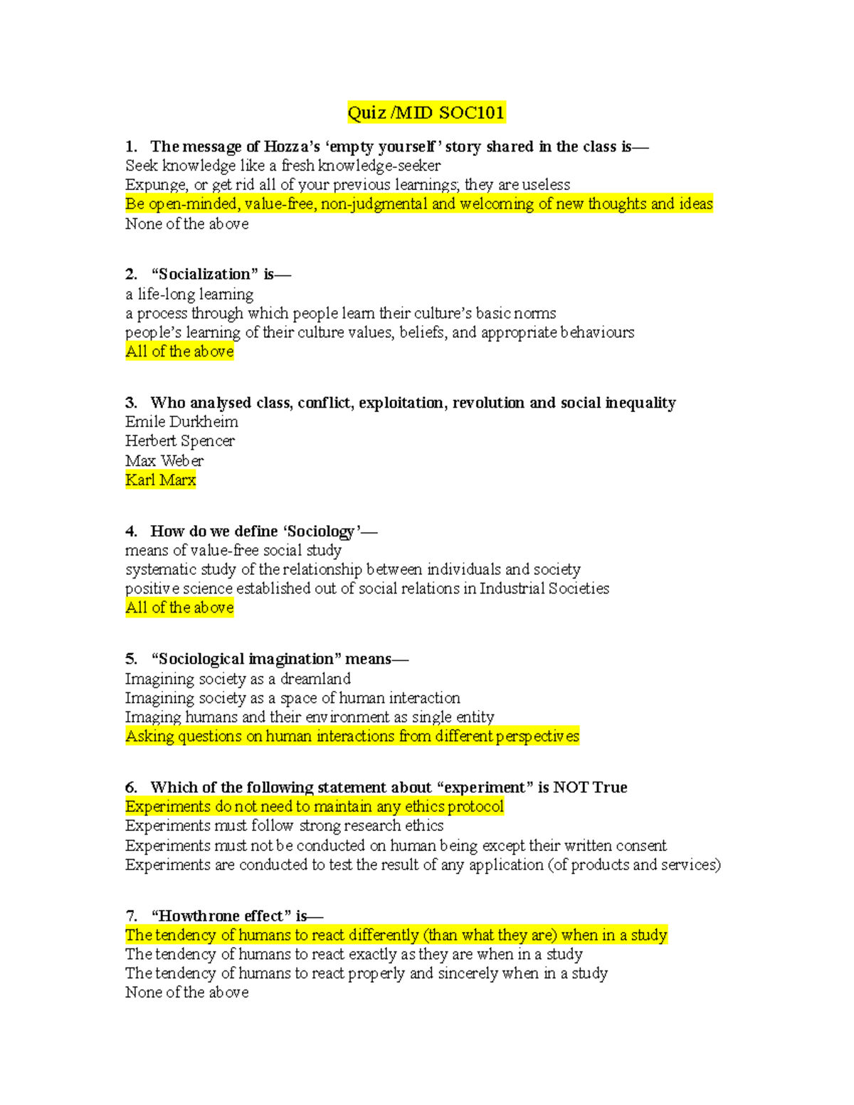 Quiz-MID - Lecture notes 1,2,3,4,5 - Introduction to Sociology - NSU ...