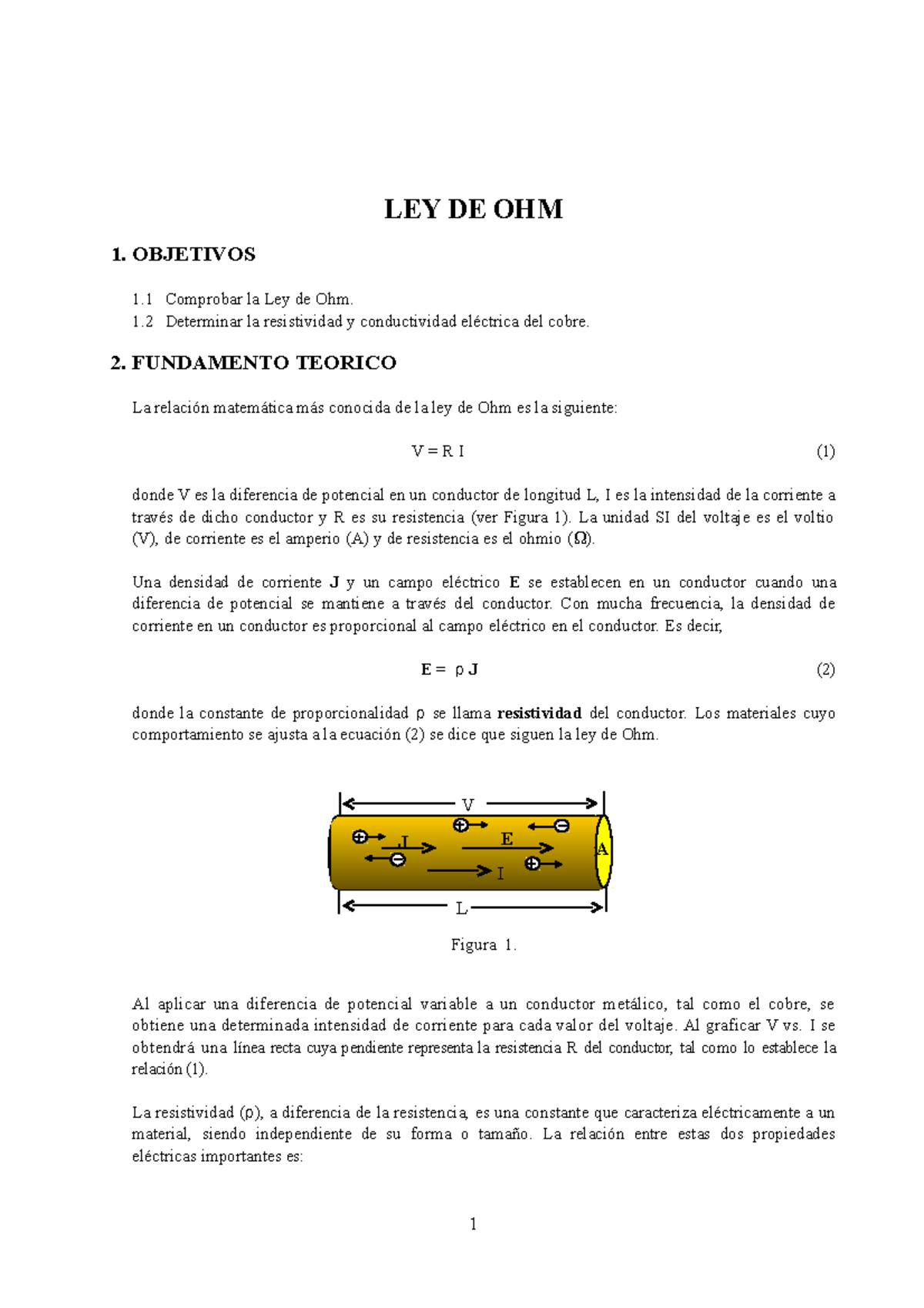 Informe Ley De Ohm Ley De Ohm Ley De Ohm 1 Objetivos 1 Comprobar 4317