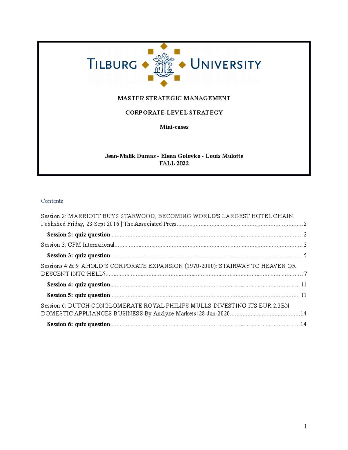 CLS minicases final version 2022 - final - MASTER STRATEGIC MANAGEMENT ...