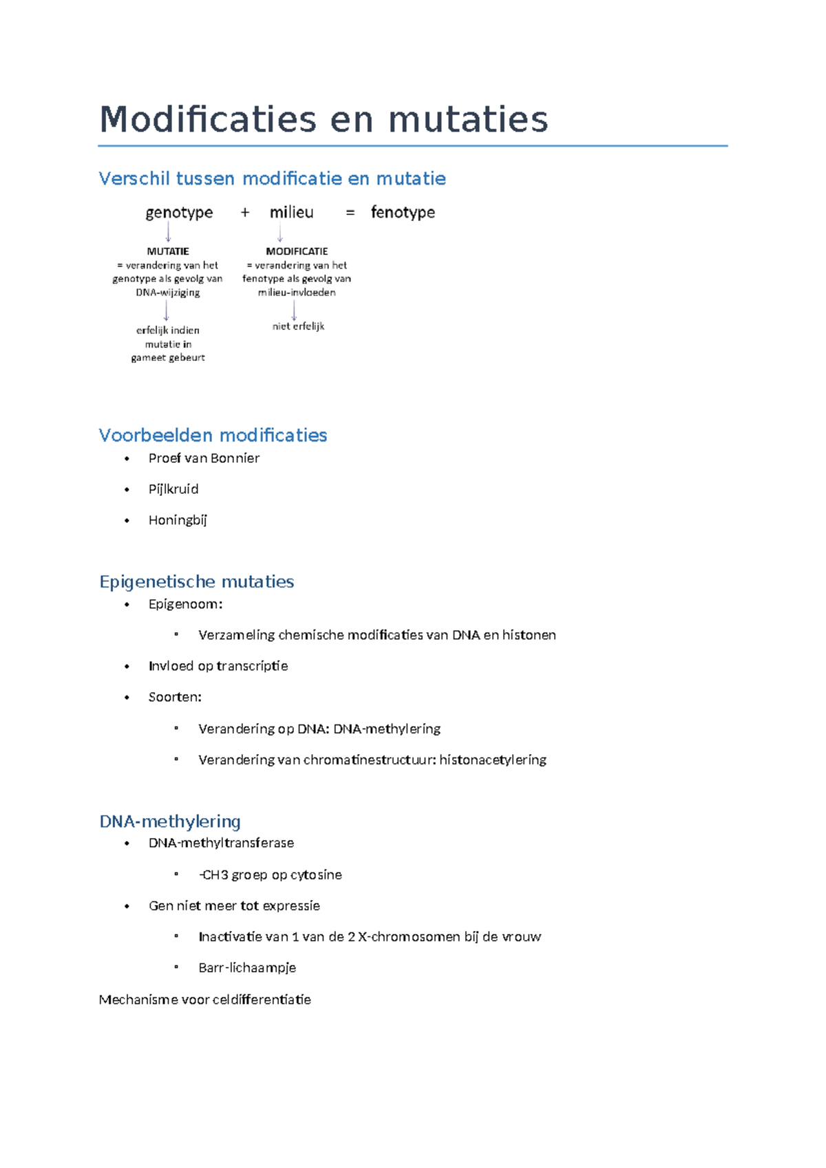Verschil tussen modificatie en mutatie - Modificaties en mutaties ...