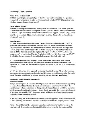 Caveats Sections in Acts - Introduction Governed by: o Who can lodge a ...