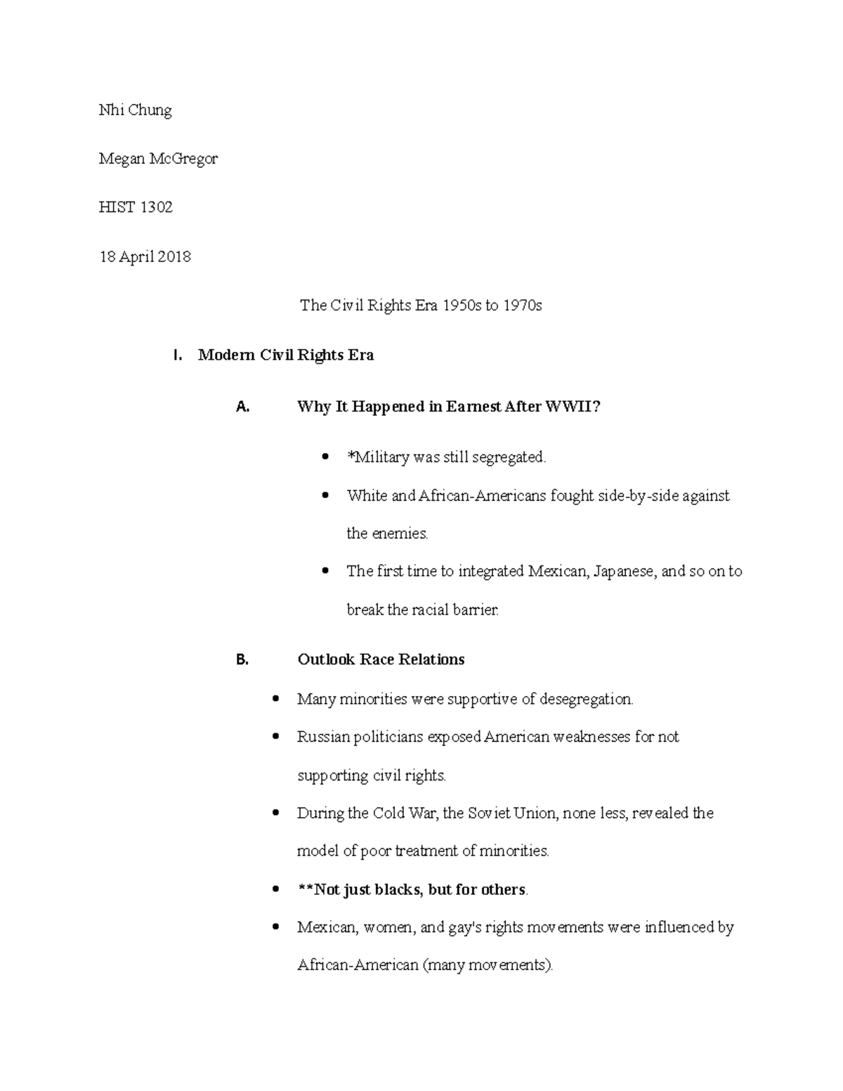 The Civil Rights Era 1950s to 1970s - Modern Civil Rights Era A. Why It ...
