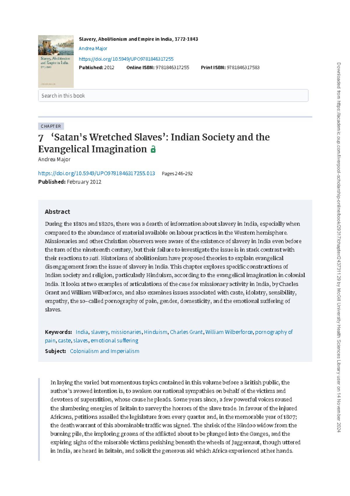 Andrea major evangelical - Slavery, Abolitionism and Empire in India ...