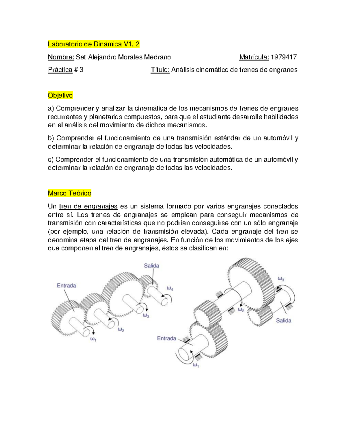 REPORTE DINAMICA 2023 - Laboratorio de Dinámica V1, 2 Nombre: Set ...