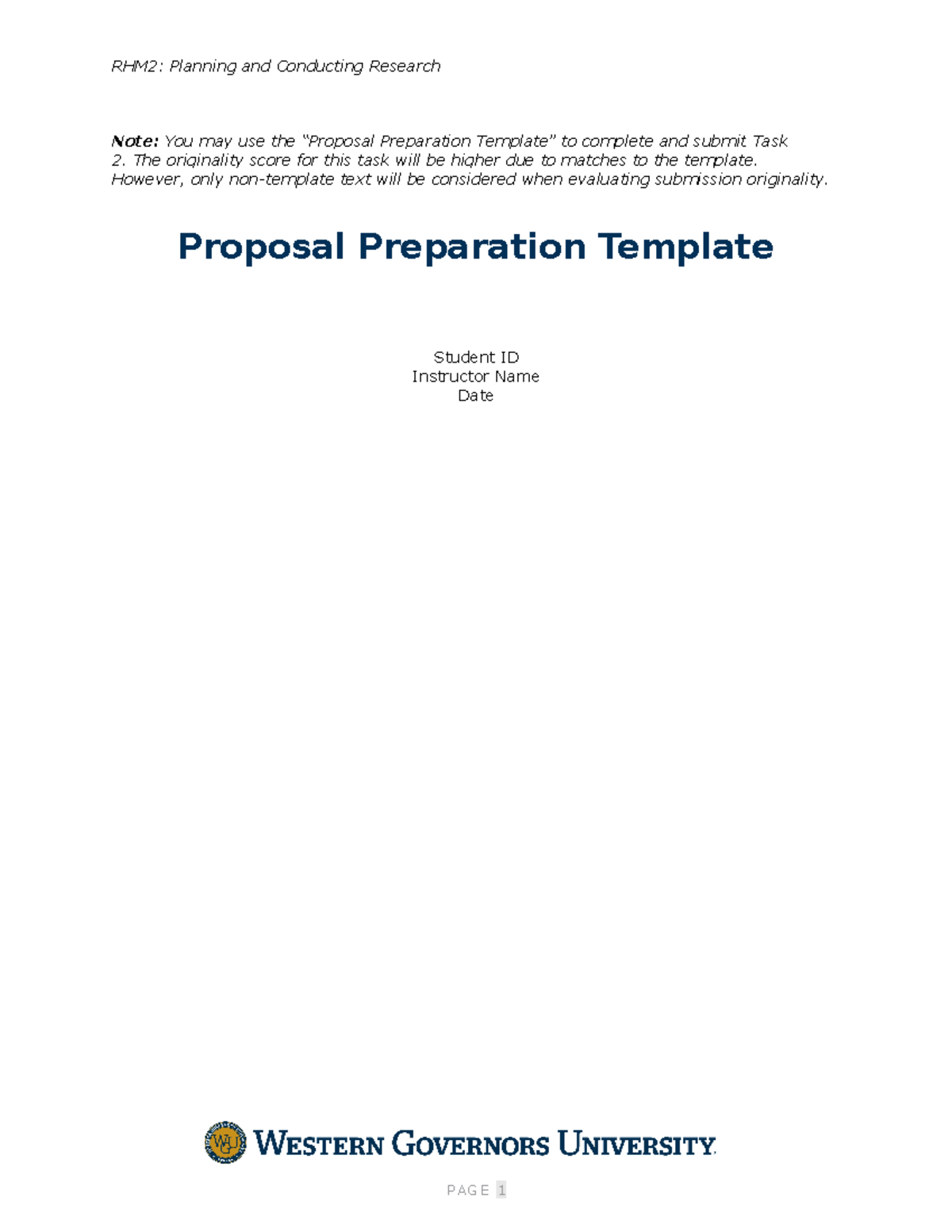 Proposal Preparation Template - The originality score for this task ...