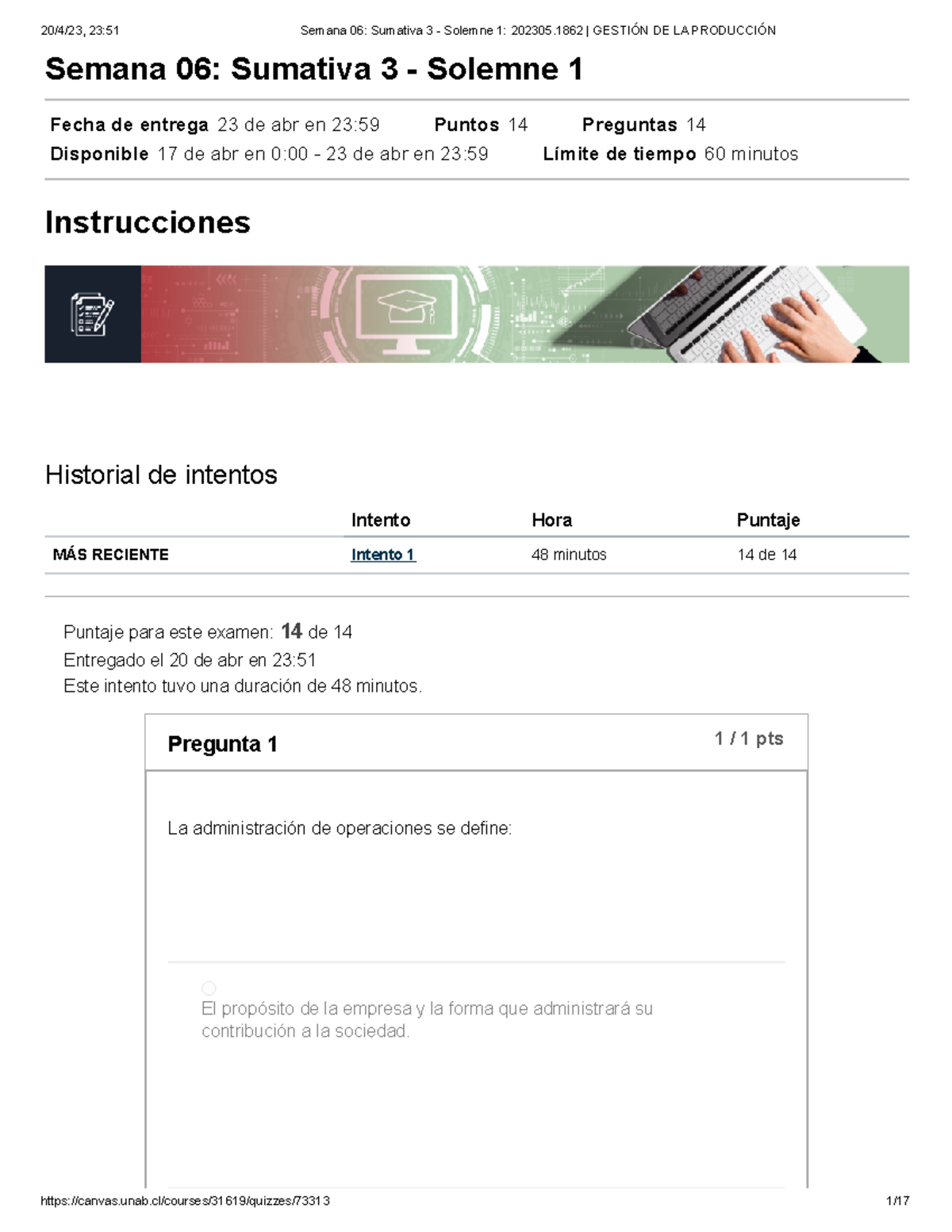 Semana 06 Sumativa 3 - Solemne 1 202305.1862 Gestión DE LA Producción - Semana 06: Sumativa 3 ...