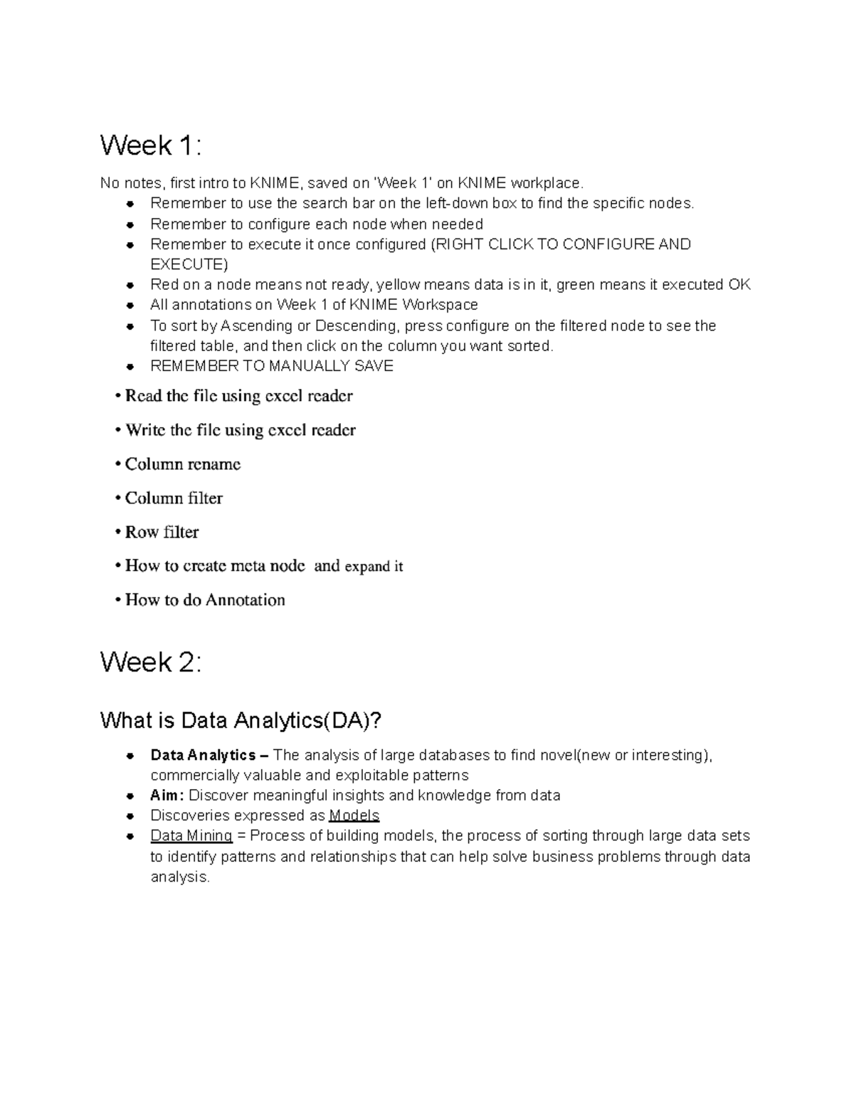 Intro to Data Analytics - Full notes - Week 1: No notes, first intro to ...