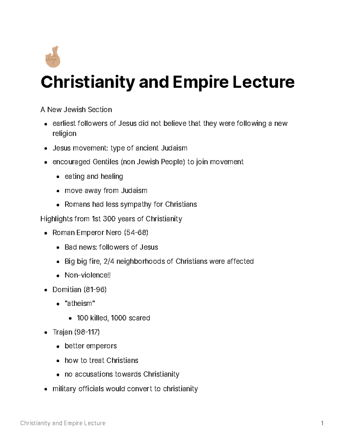 Christianity and Empire Lecture - Studocu