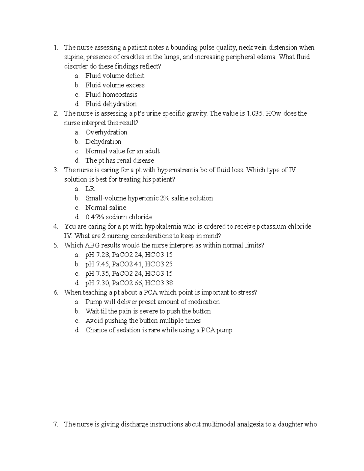 131 practice exam - The nurse assessing a patient notes a bounding ...
