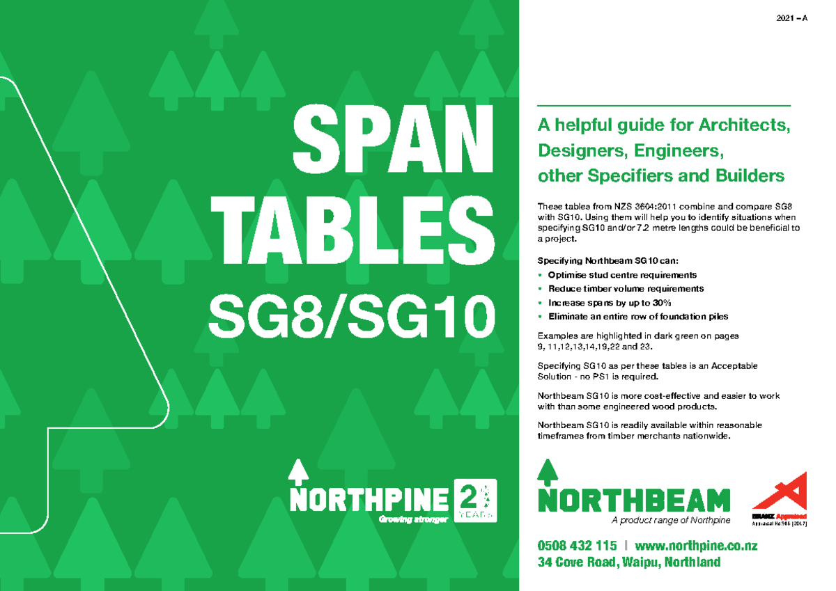 Timber span tables Northpine - SG8/SG A helpful guide for Architects ...