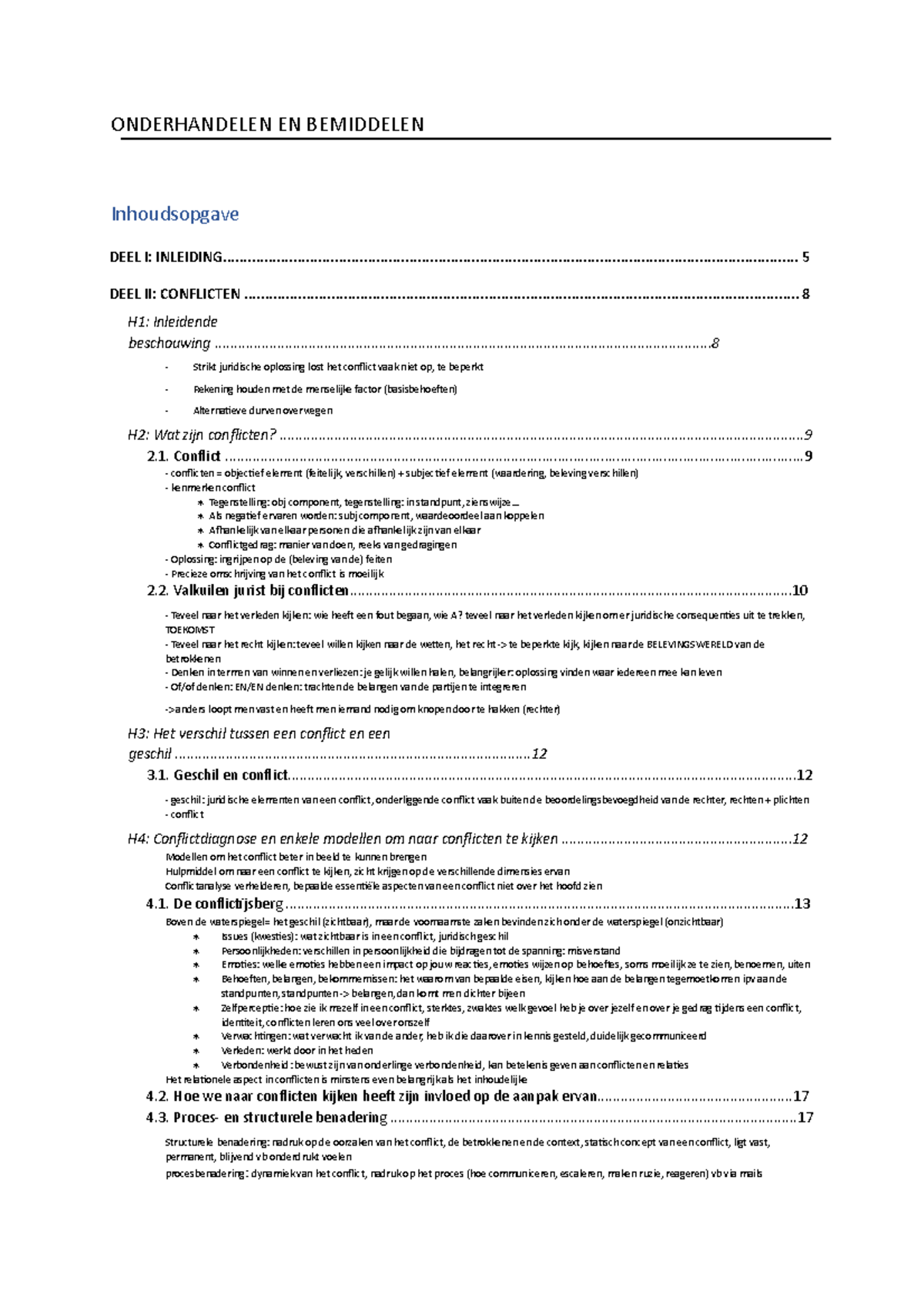 Onderhandelen en Bemiddelen inhoudstafel - UGent - Studocu