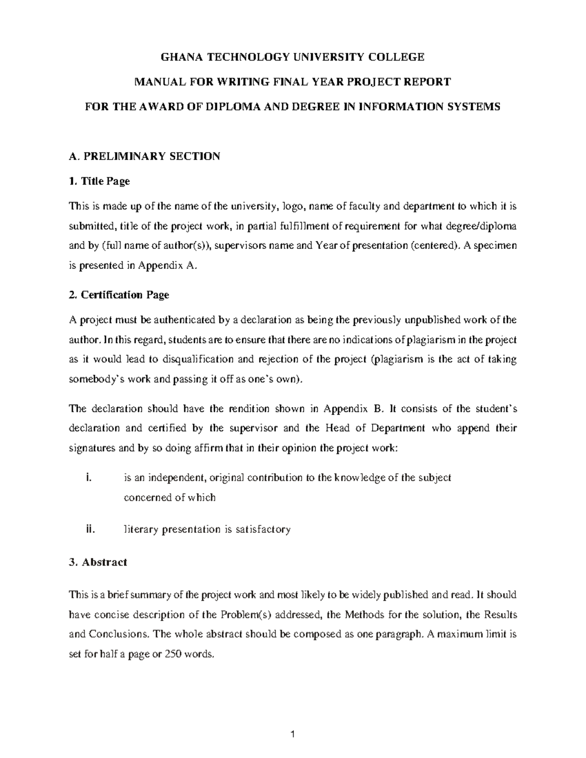 GTUC FOI Project Manual - GHANA TECHNOLOGY UNIVERSITY COLLEGE MANUAL ...