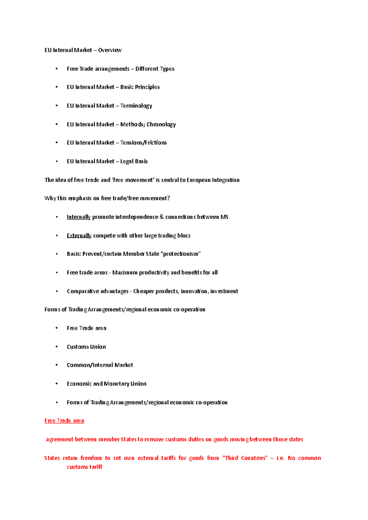 Week 5 and 6 - Internal Market and Free Movement of Goods - EU Internal ...