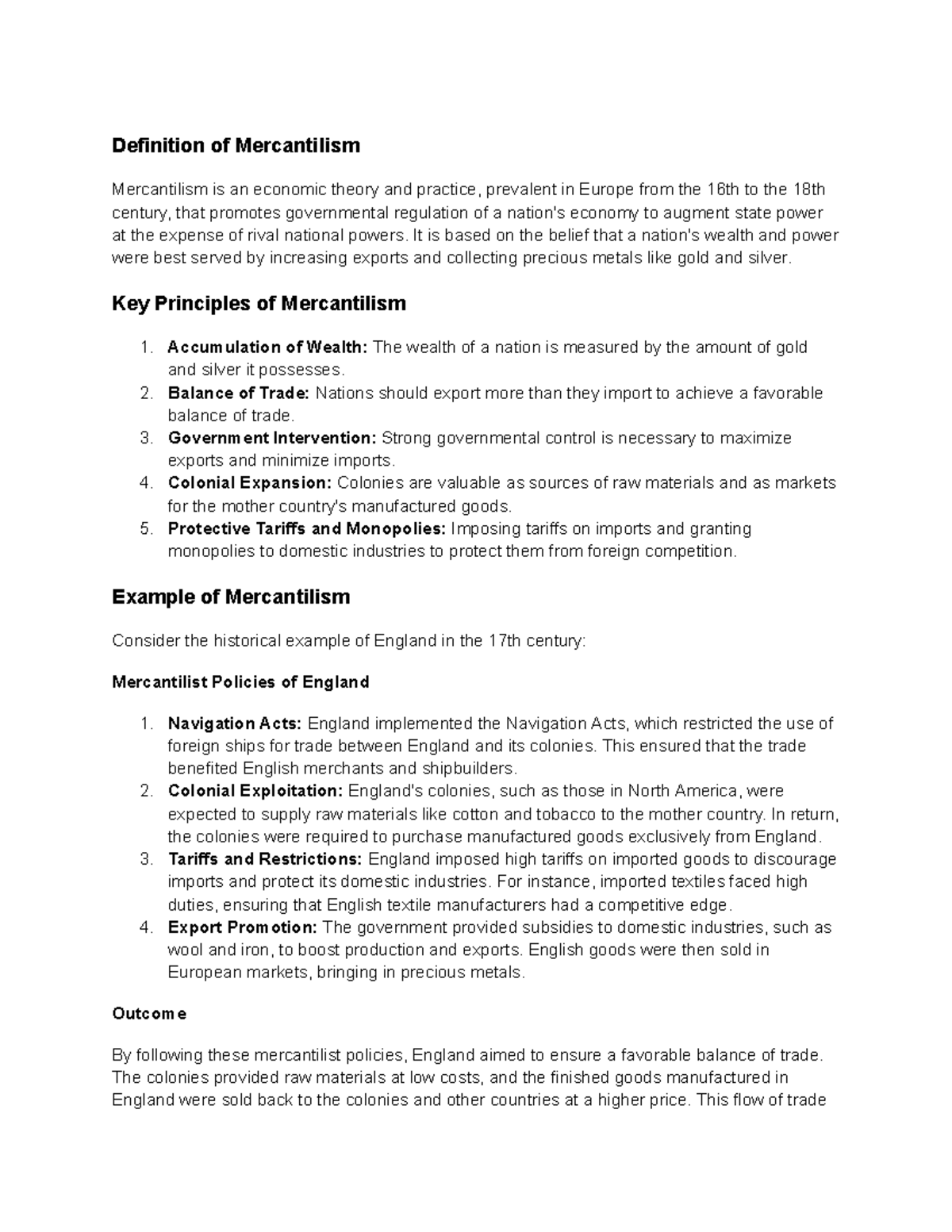 Theories of International Trade - Definition of Mercantilism ...