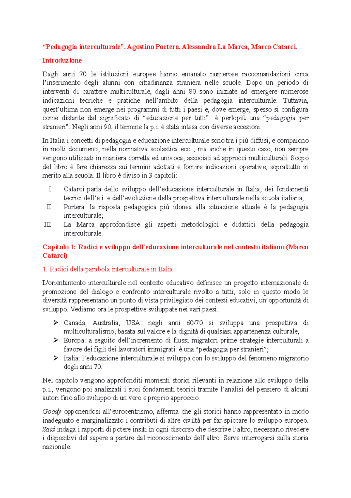 “Pedagogia interculturale” Agostino Portera, Alessandra La Marca, Marco ...