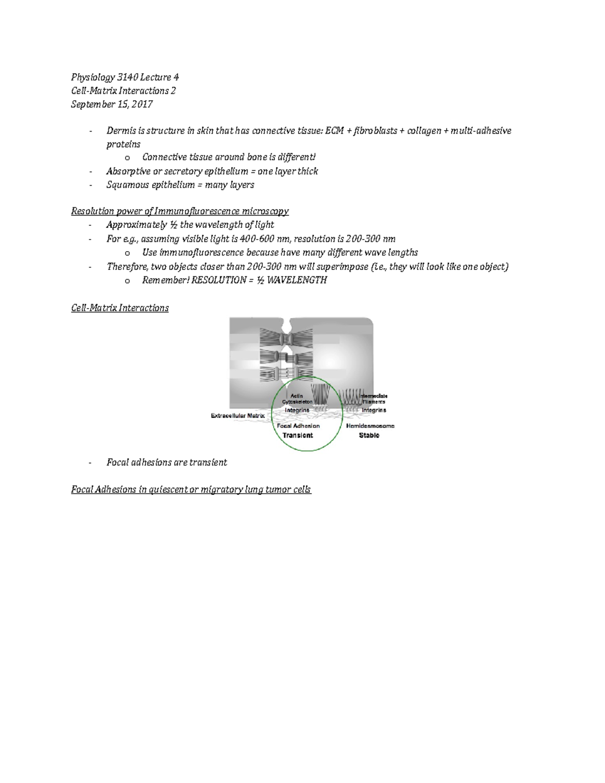 3140-Lecture-4 - Lecture notes 4 - Physiology 3140 Lecture 4 Cell ...