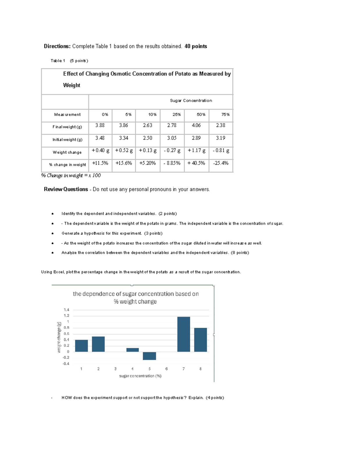 Pre-lab - lab - Directions: Complete Table 1 based on the results ...