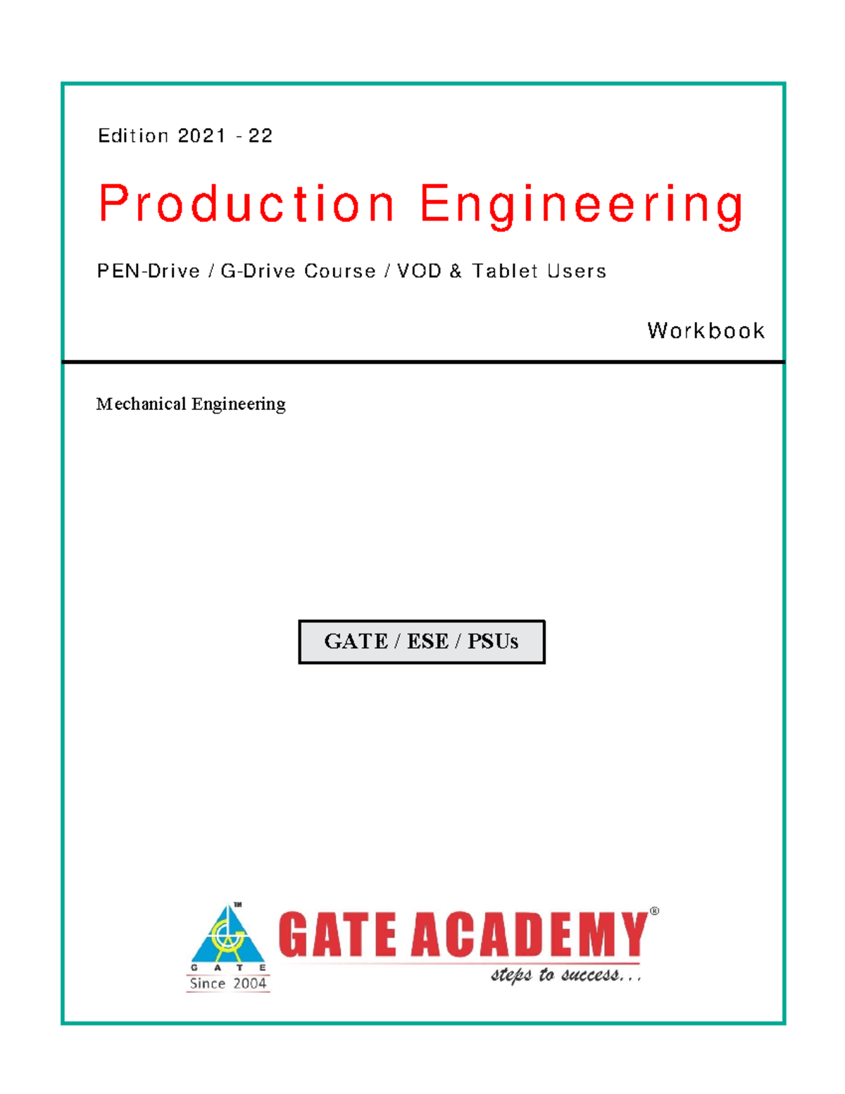 Production Engineering Workbook by Aditya Sir - Mechanical - Studocu
