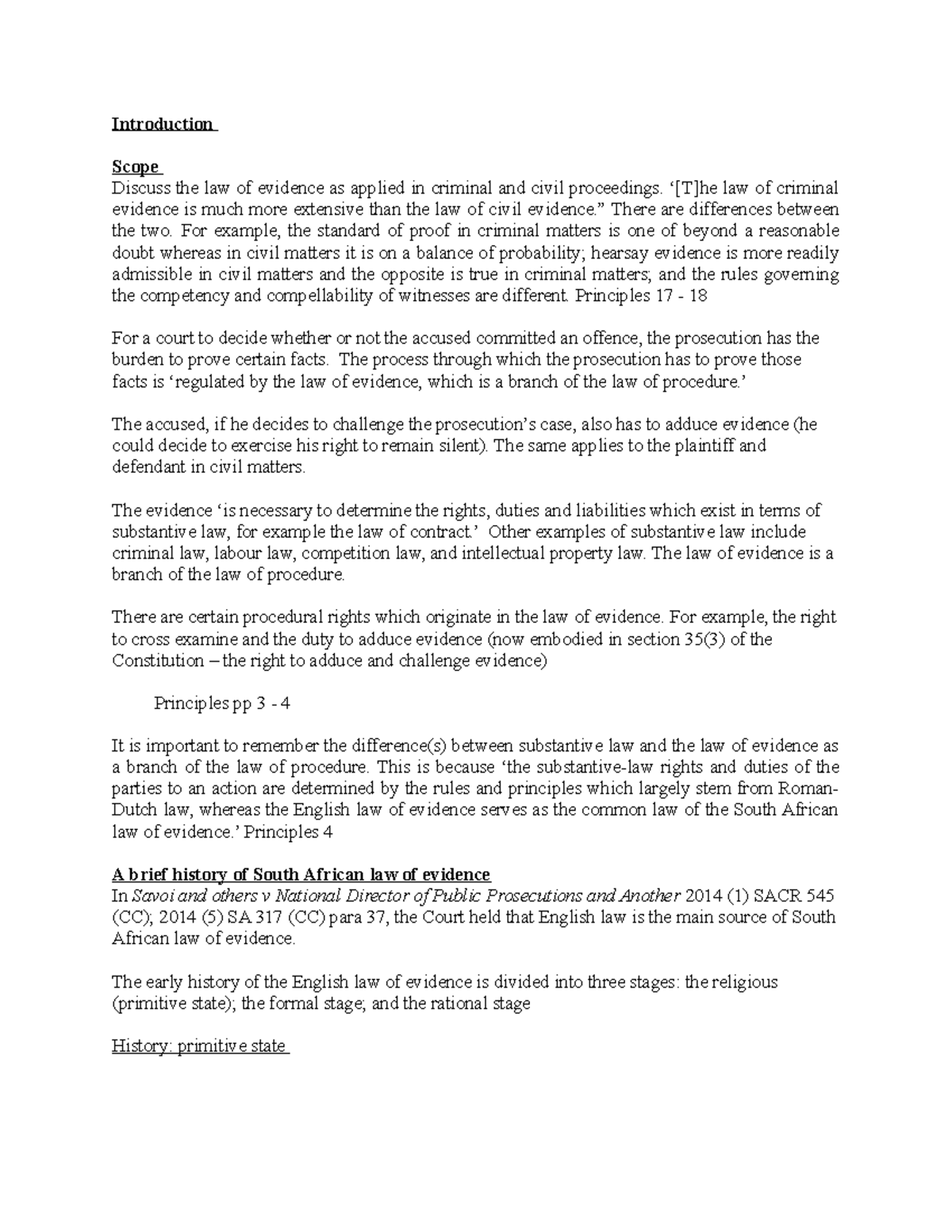 Law of Evidence Introduction notes - Introduction Scope Discuss the law ...