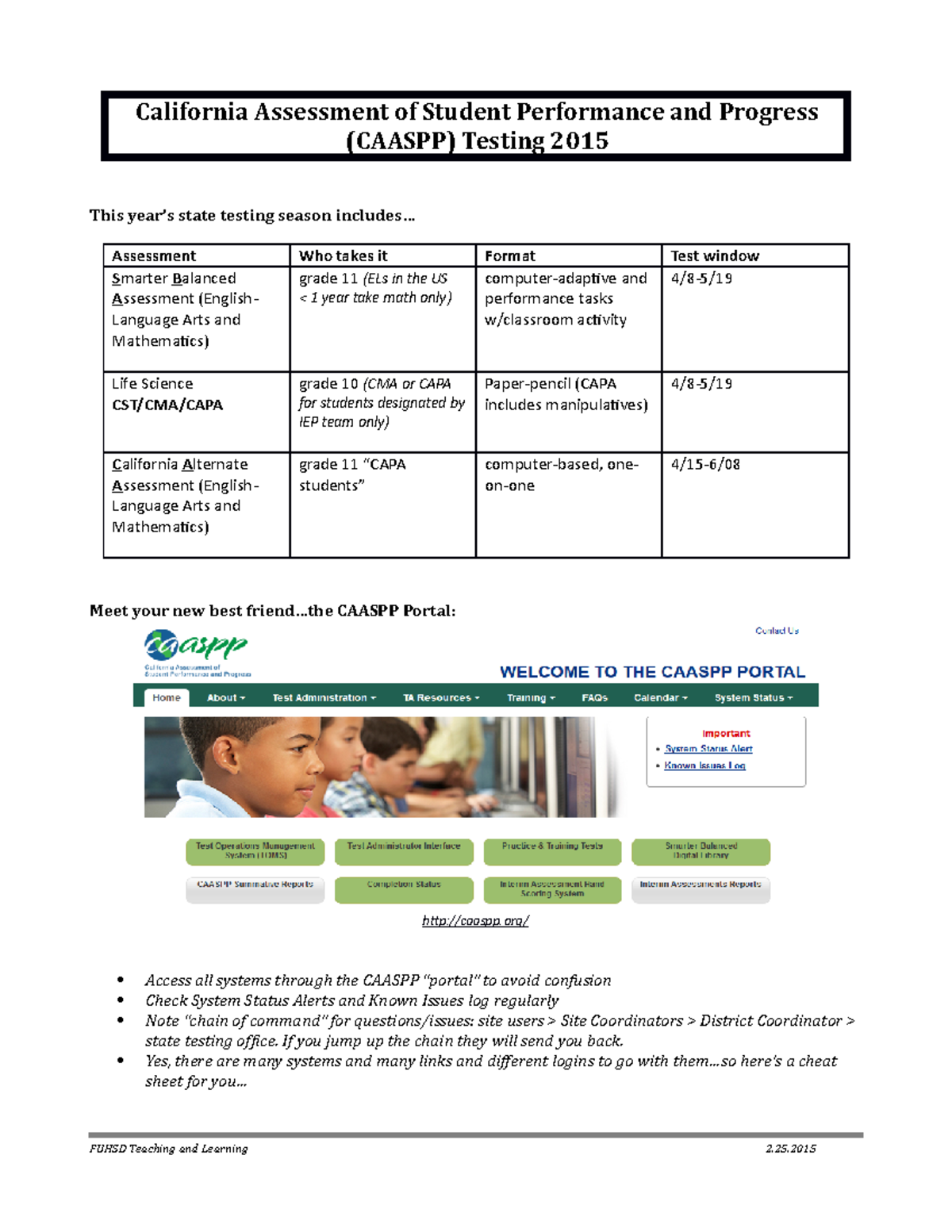 Caaspp Systems and Logins Cheat Sheet – Fremont Union HSD - California ...