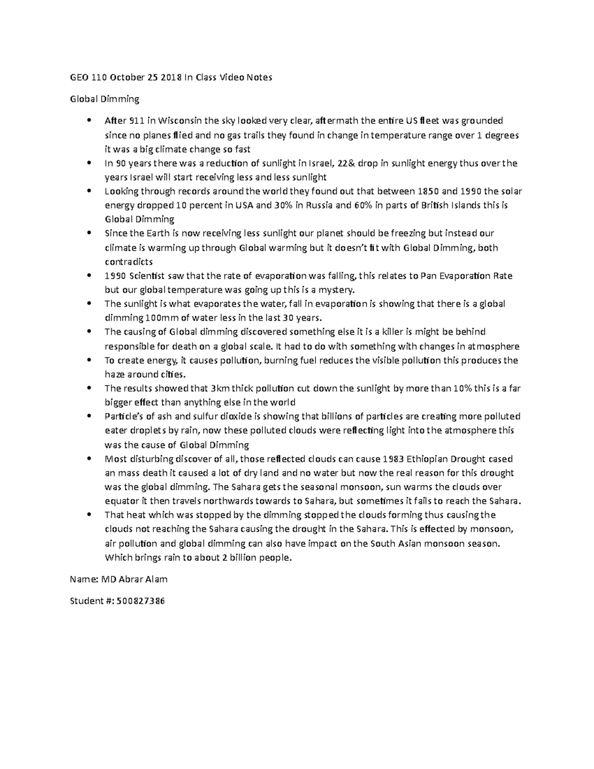 GEO 110 October 25 2018 In Class Video Notes - GEO 110 October 25 2018 ...