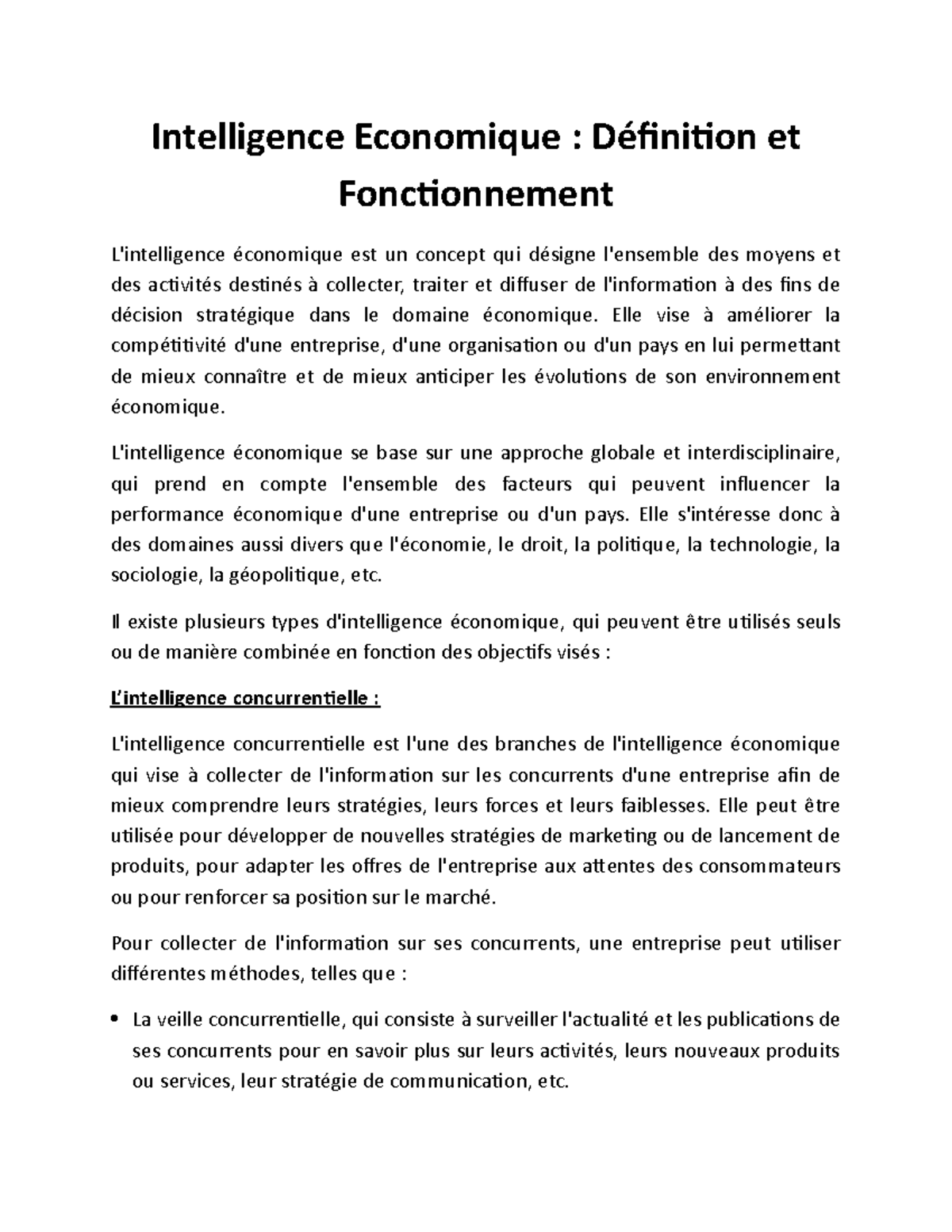 Intelligence Economique: Définition et Fonctionnement - Intelligence ...