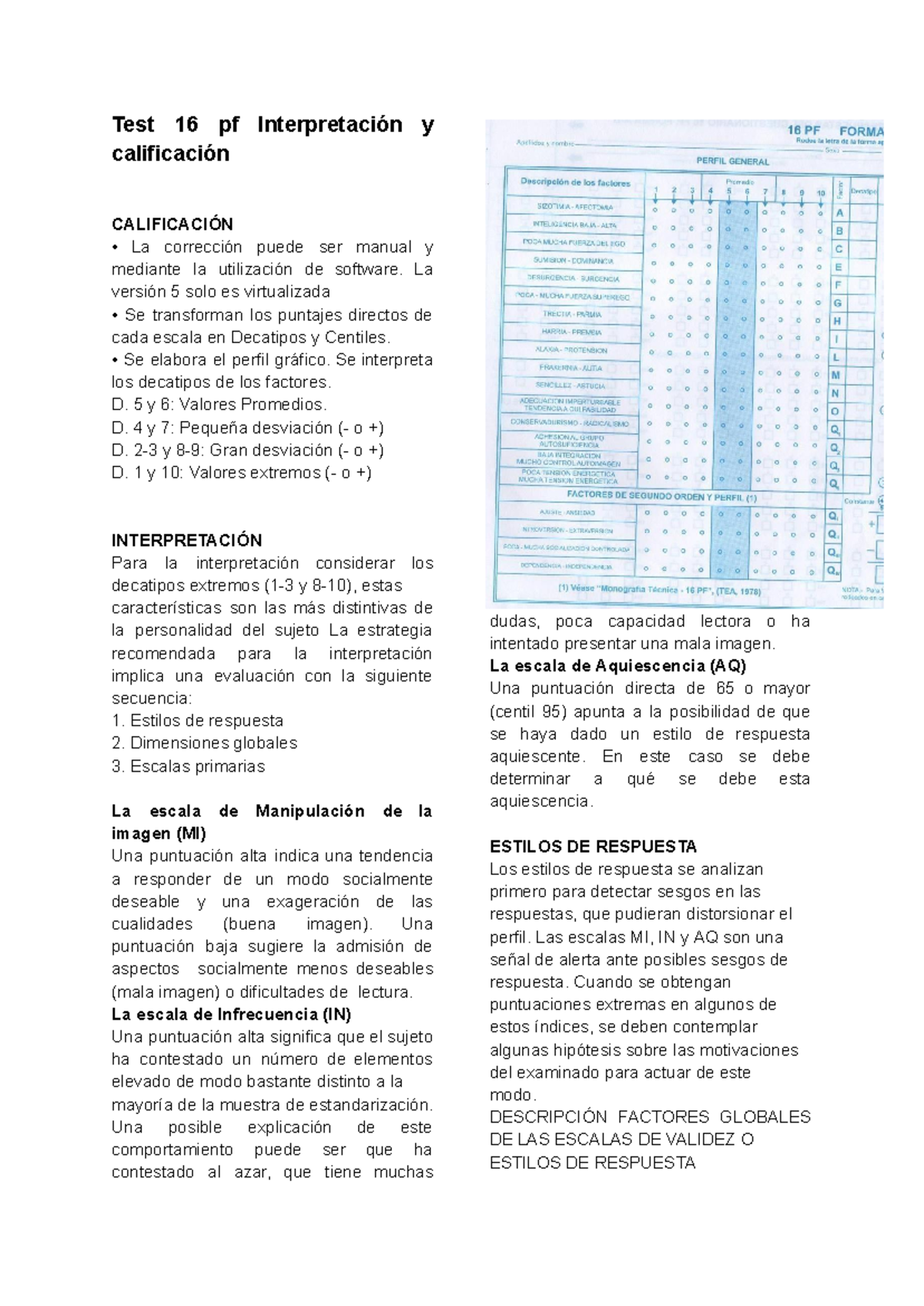 Manual De 16 Pf Ta4 Último Examen De Pruebas 2 Test 16 Pf
