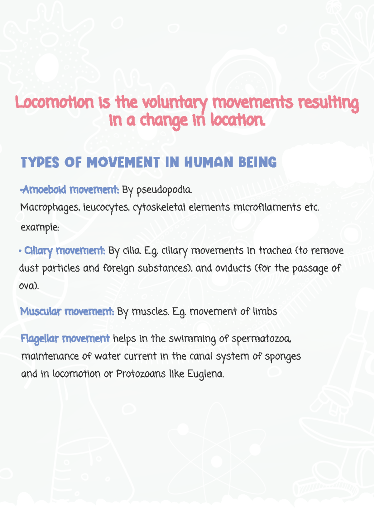 MUSCULAR SYSTEM: LOCOMOTION* - Locomotion is the voluntary movements ...