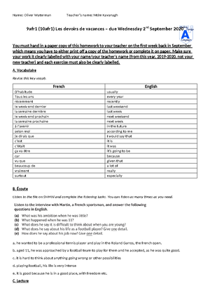 New french speaking - AQA FRENCH GCSE GENERAL CONVERSATION PRACTICE ...