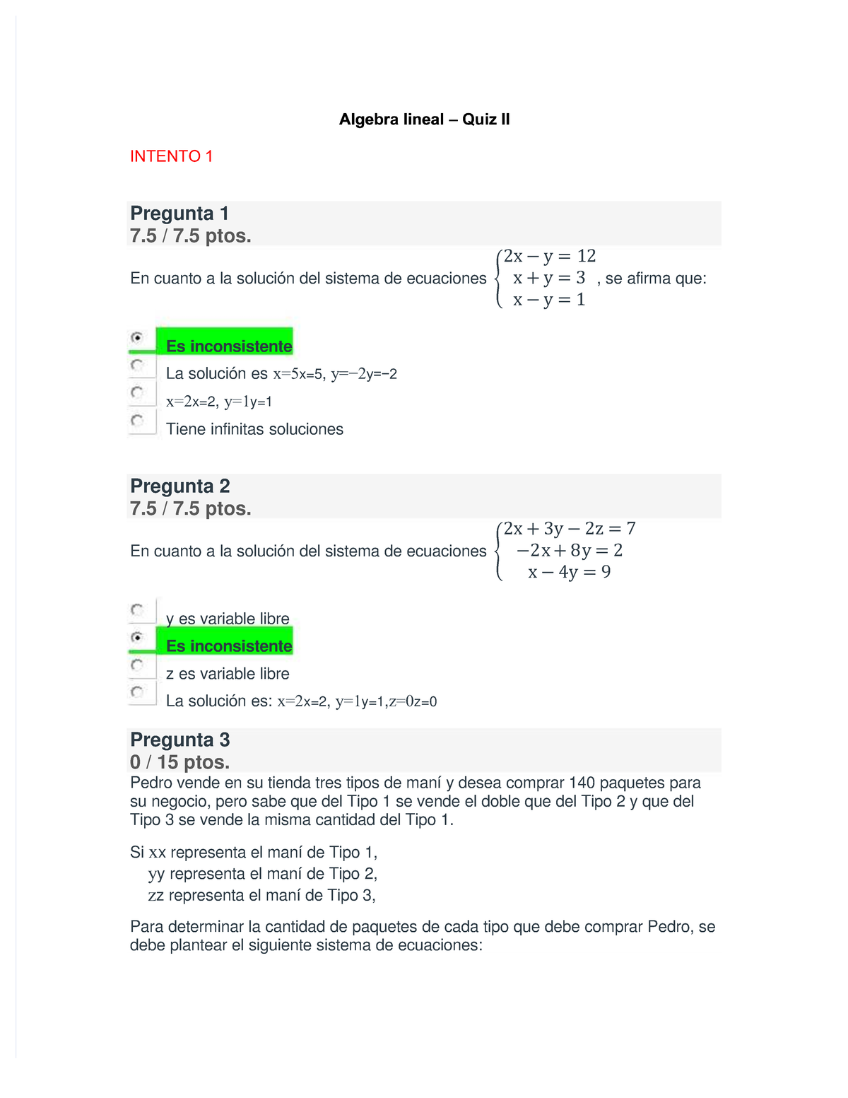 Pdf-algebra-lineal-quiz-1 compress - Algebra linealAlgebra lineal – – Quiz II Quiz II INTENTO ...