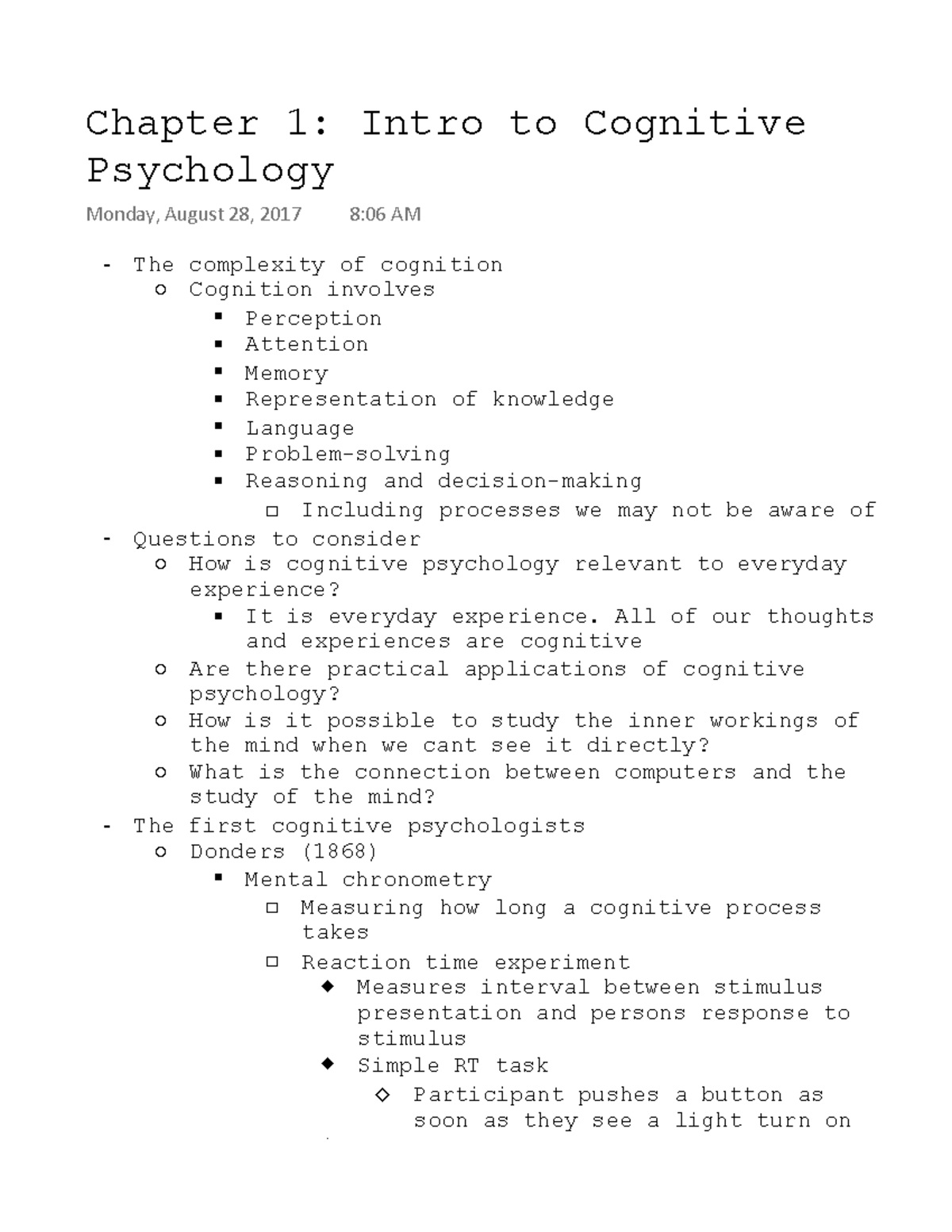 Chapter 1 Intro To Cognitive Psychology Warning Tt Undefined Function 32 The Complexity Of