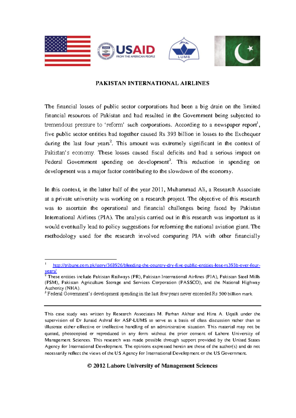 7. PIA case - This case study was written by Research Associates M ...