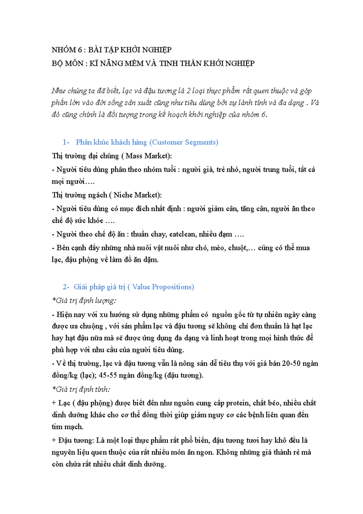 KHKN - dfghj - NHÓM 6 : BÀI TẬP KHỞI NGHIỆP BỘ MÔN : KĨ NĂNG MỀM VÀ ...